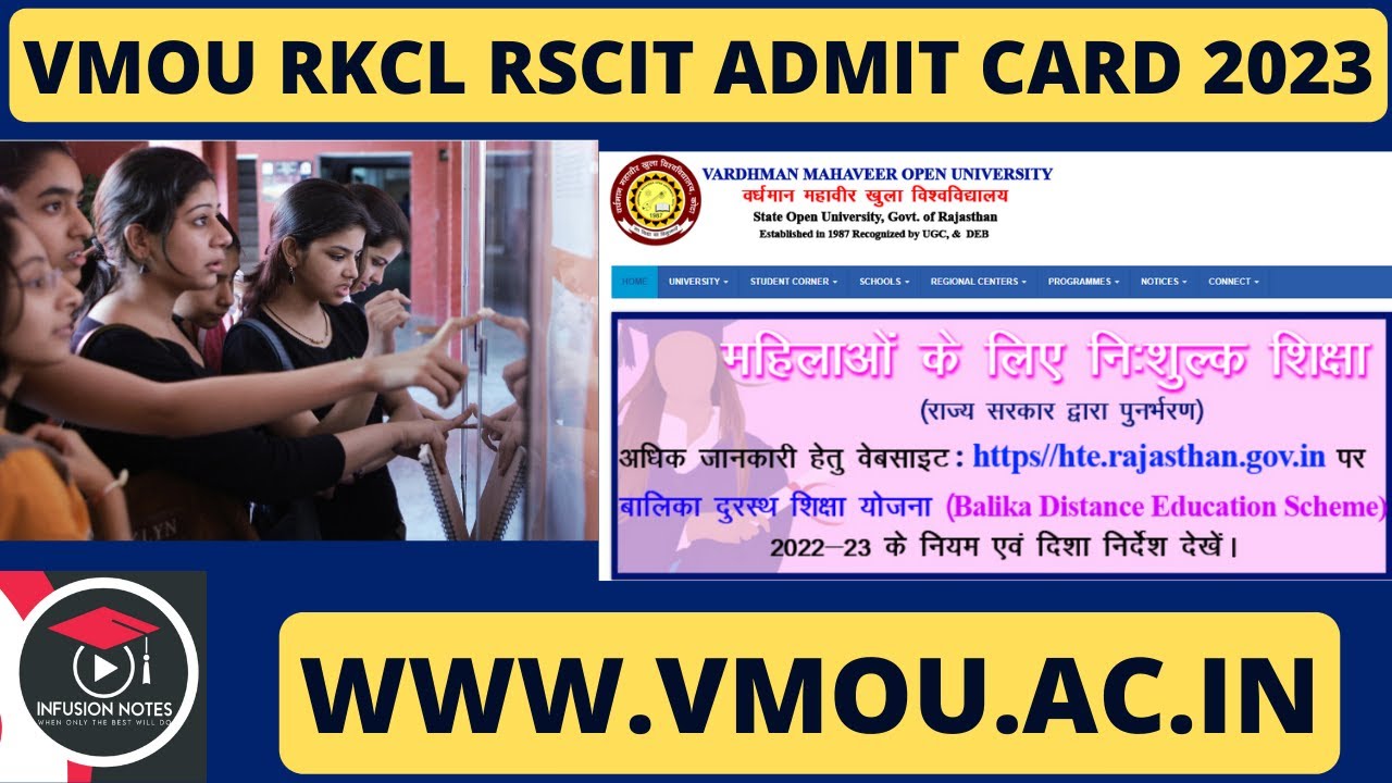 VMOU RKCL RSCIT Admit Card 2023-www.vmou.ac.in - YouTube