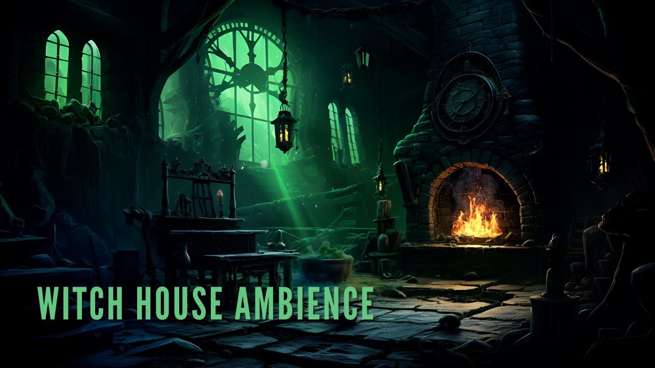 Witch's Halloween Ambience, Fireplace Crackle and Spooky Sounds - YouTube
