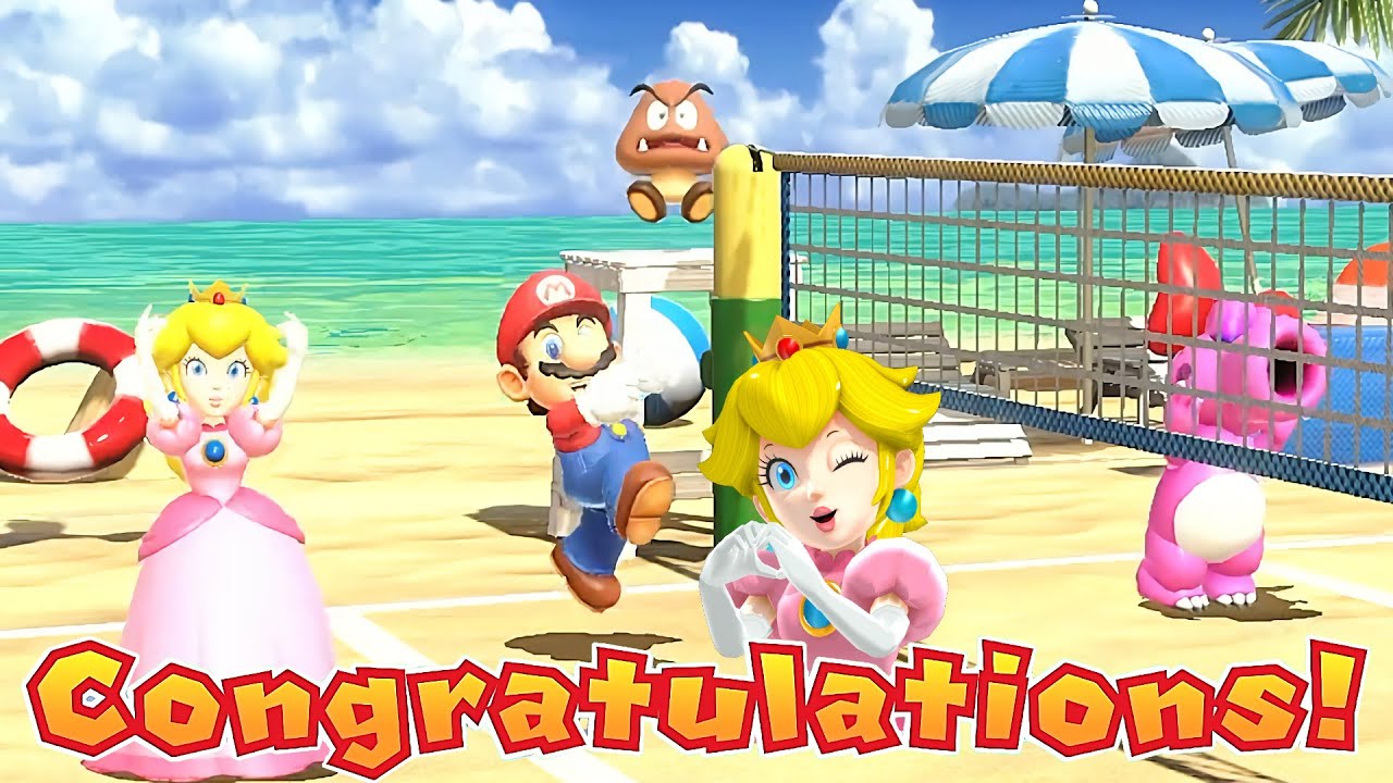 Mario Party Superstars Beach Volley Folly Peach and Mario vs Birdo and ...
