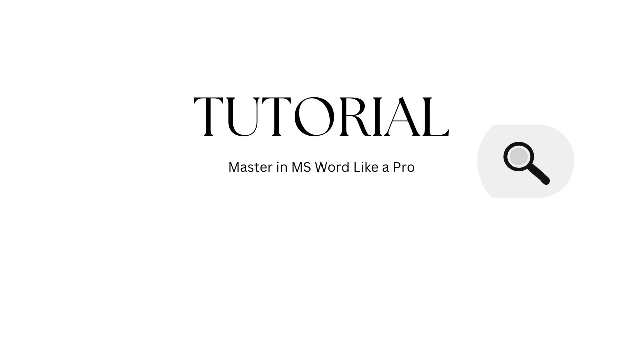 Master in Microsoft Word Tutorial - YouTube
