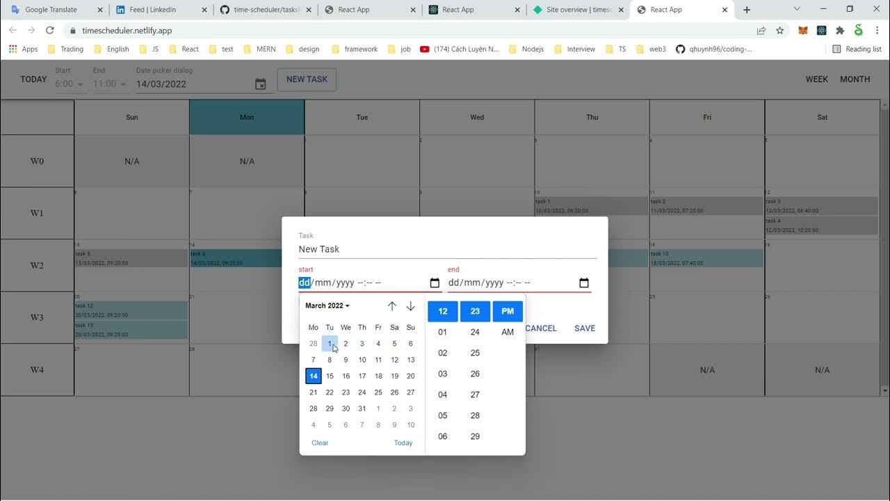 Time Scheduler (React, Redux and TypeScript) - YouTube