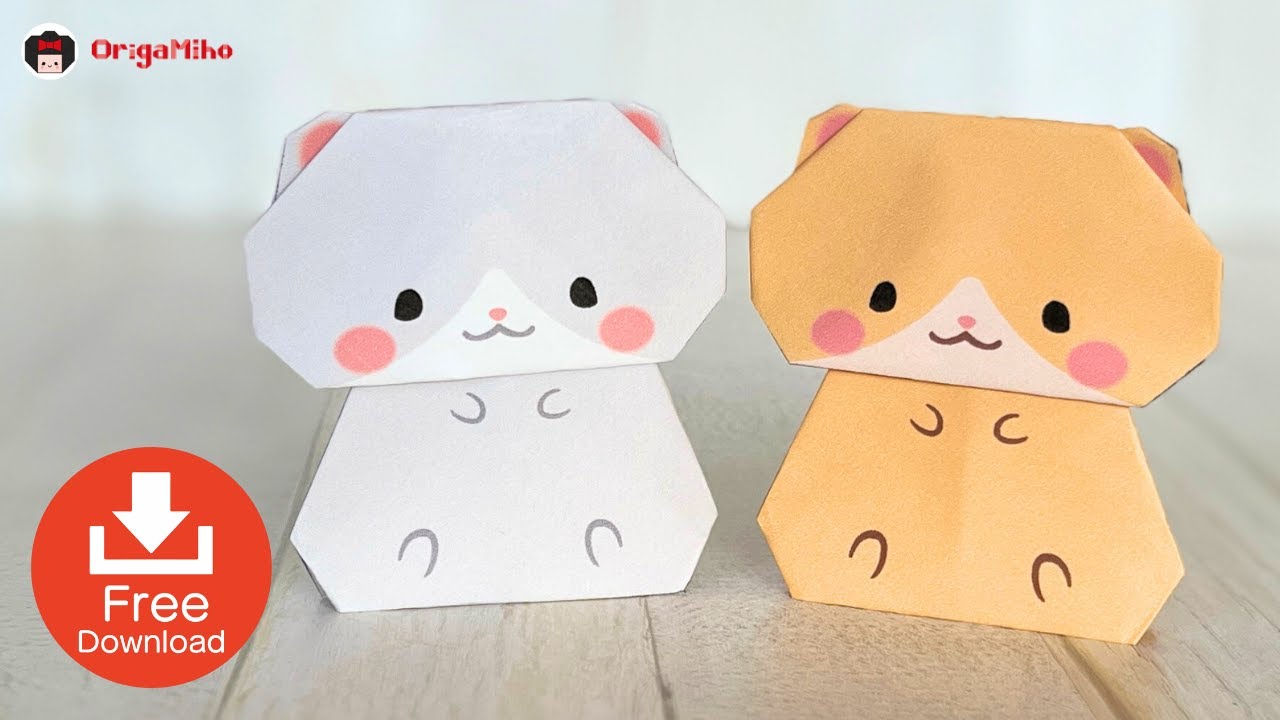 How to make an origami hamster doll. Paper finger puppet. Free ...