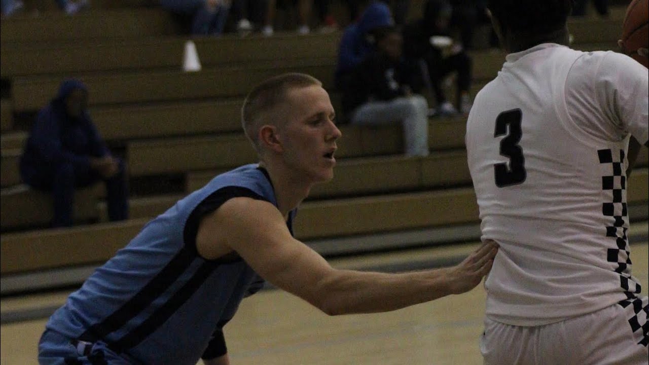 Sam Muller #4 in black. PG/SG/SF. 28 Points, 14 rebounds, 7 assists, 2 ...