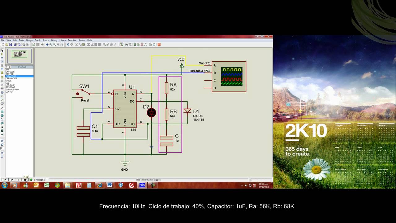 Simulación Proteus - 555 Astable.wmv - YouTube