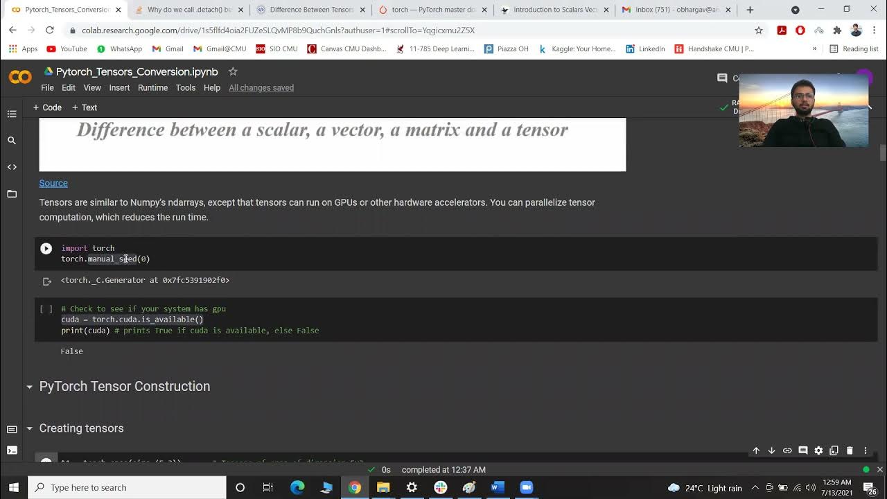 Recitation 0c | PyTorch Tensors Fundamentals - Creating Tensors & Accessing, Modifying Data (1/3 ...