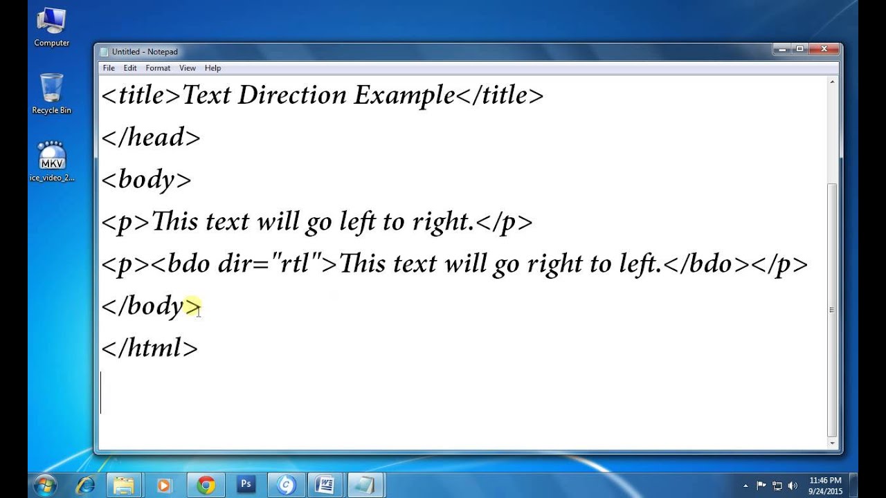 HTML TEXT DIRECTION TAG PART 33 - YouTube