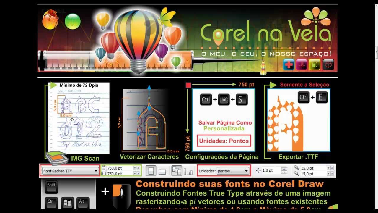 Como Criar Fontes TrueType no CorelDraw x6 - Parte 01 - YouTube