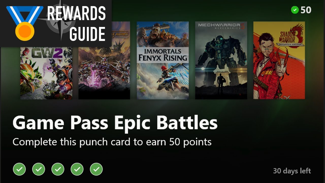 Game Pass Epic Battles Punch Card Guide for Microsoft Rewards on Xbox ...