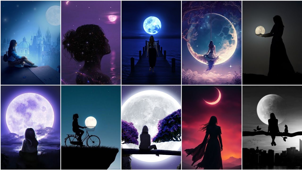 Girl Looking Moon images | Alone Girl Dp photo/pics | Girl Looking Moon ...