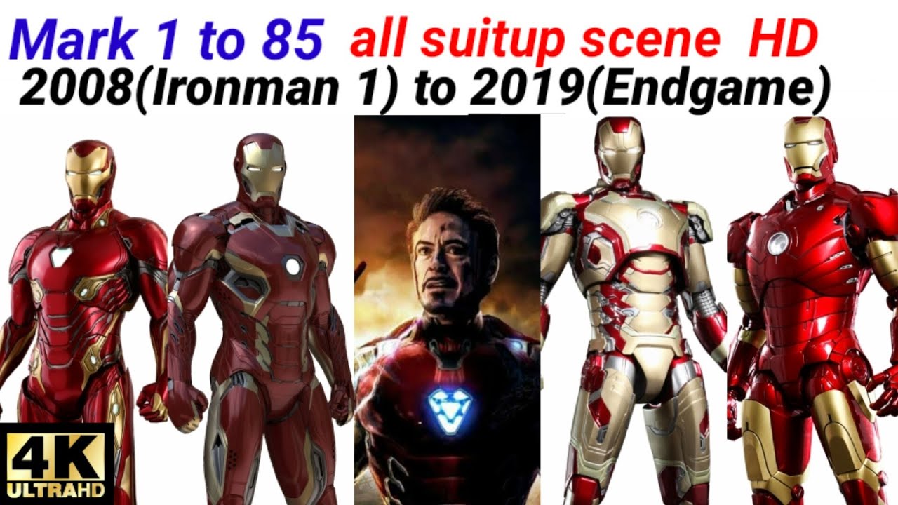 Iron man all suit up scenes hd|| ironman 1 to 85 suits up all scene 4k ...