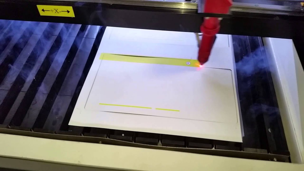 Piranha Phj Laser Machine - Cutting laminate card - YouTube