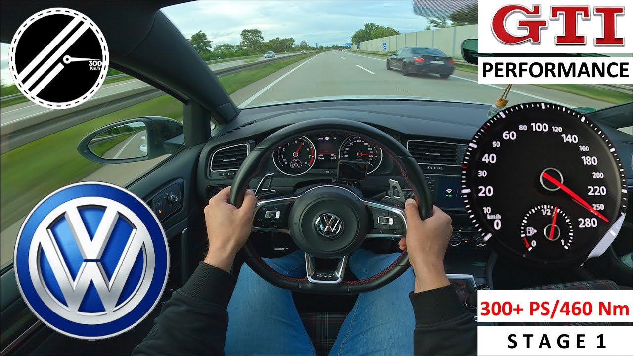 VW Golf 7 GTI Performance Stage 1 | 300+ PS | Top Speed Drive German ...