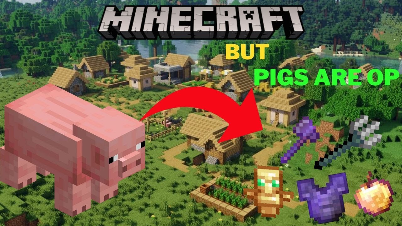 Minecraft But Pigs Are Op | Pigs Drop Op Loot | Minecraft Op pigs ...