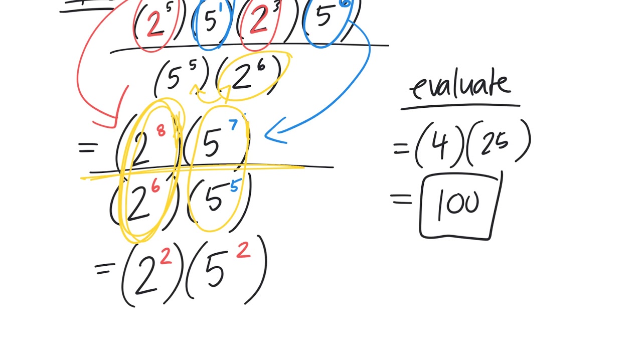 How to simplify powers using exponent laws 2.2 gr 9 academic - YouTube