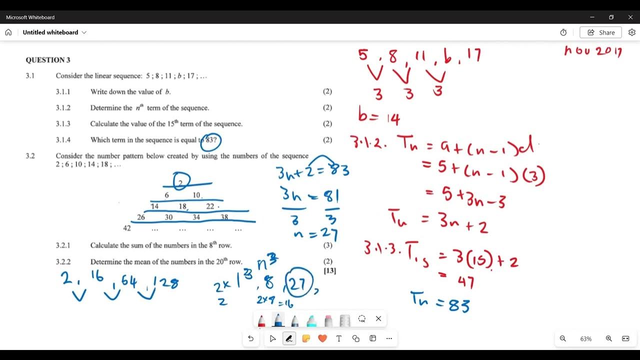 NUMBER PATTERN | ARITHMATIC SEQUENCE | EXAM QUESTION 2017| GRADE 10 ...