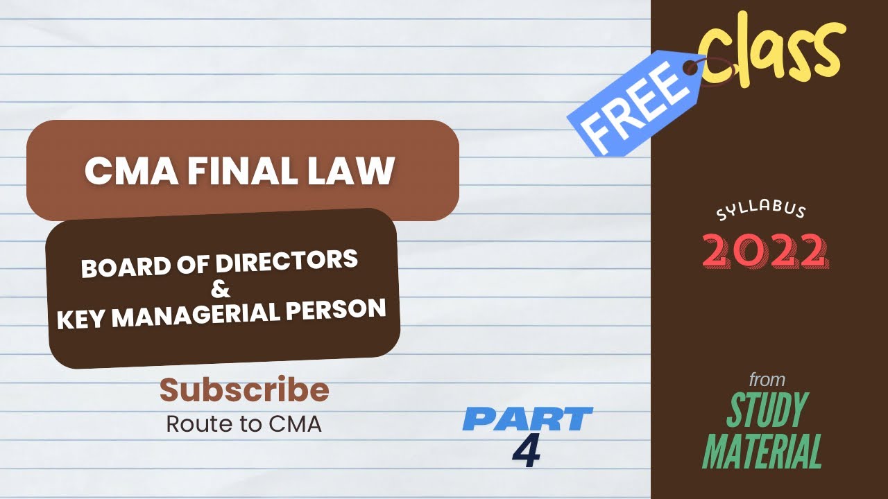 Board of directors and key managerial person | CMA final law | #4 - YouTube