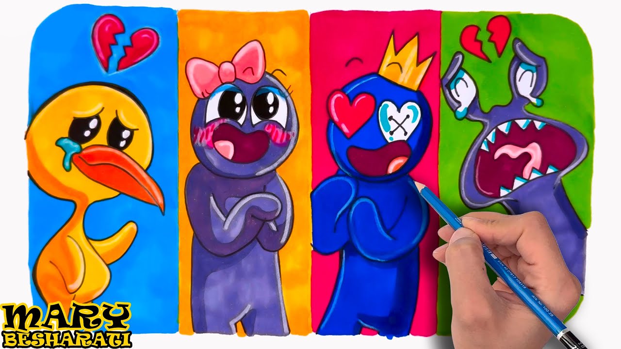 How To Draw Cute Rainbow Friends Chapter 2 🌈 ROBLOX | How To Colour ...