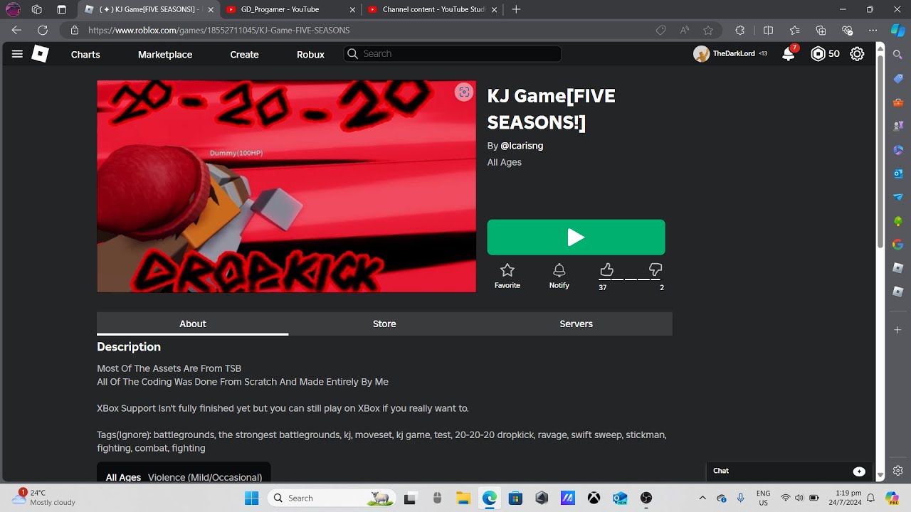 trying out kj in this kj game - YouTube
