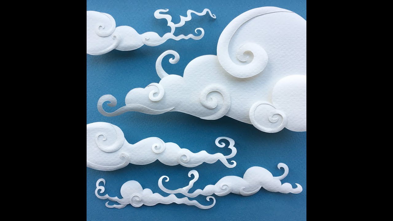 How to make dimensional paper sculpture clouds - YouTube