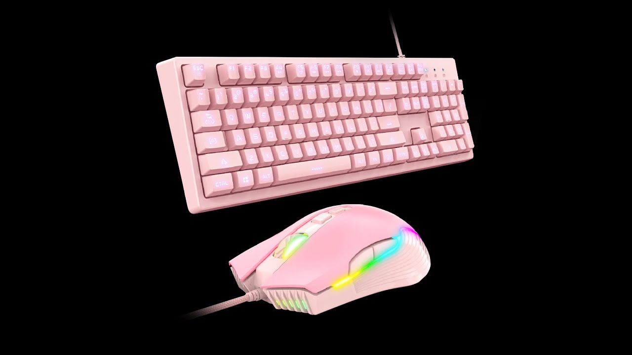 ONIKUMA G25 Pink Keyboard and Mouse Set overview - YouTube
