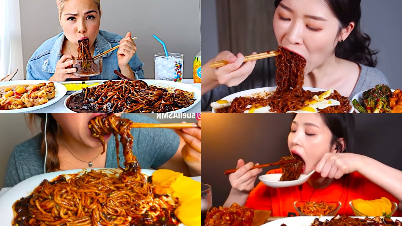 ASMR BLACK BEAN NOODLES MUKBANG | EATING SHOW | BLACK BEAN NOODLES ASMR ...