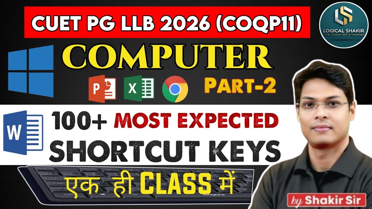 CUET PG LLB 2026 | 100+ Most Important Shortcut Keys | Computer ...
