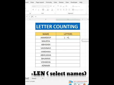 How to count alphabets in a letter in excel. - YouTube