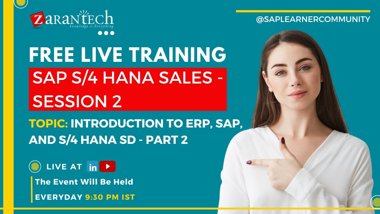 FREE LIVE | Introduction to ERP, SAP, and S/4 HANA SD - Part 2 | SAP S ...