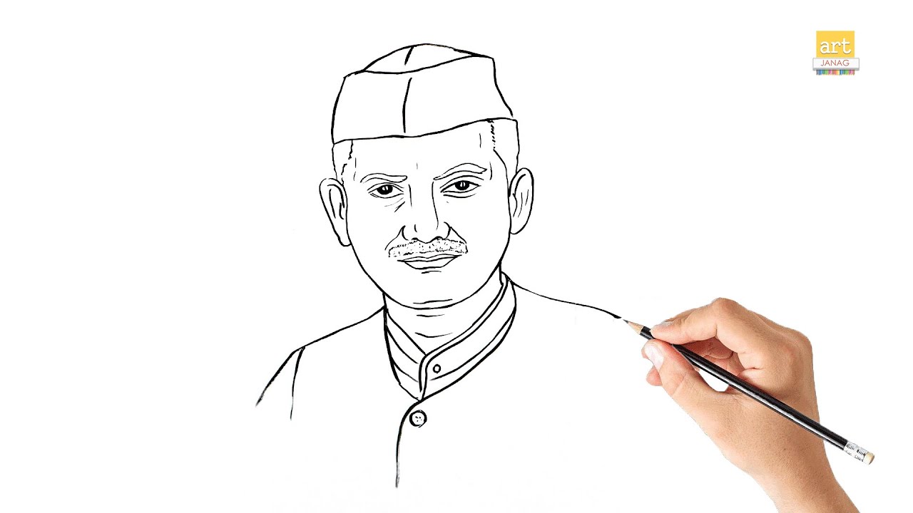 lal bahadur shastri drawing II How to draw lal bahadur shastri drawing ...