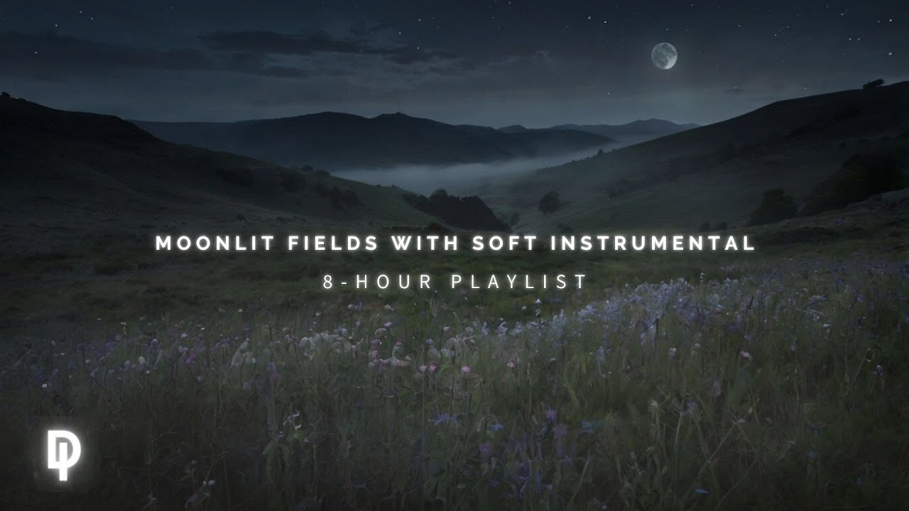 8 Hours of Moonlit Fields with Soft Instrumental | Cozy Night Ambience Deep Sleep - YouTube