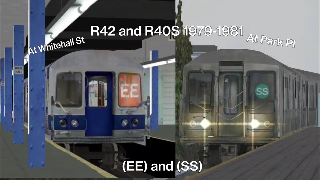 R40S 1979-1981 (SS) and R42 1979-1981 (EE) Trains at Park Place and ...