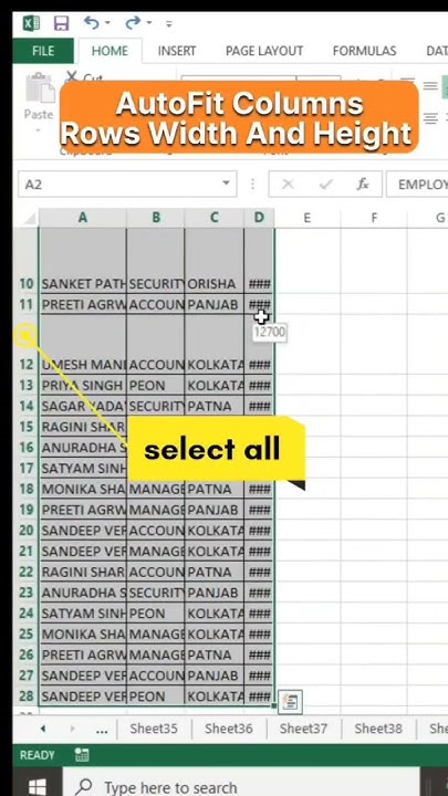 Autofit columns Rows Width And Height - YouTube