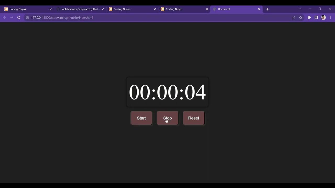 Coding Ninjas Front End Skill Test Stopwatch Youtube