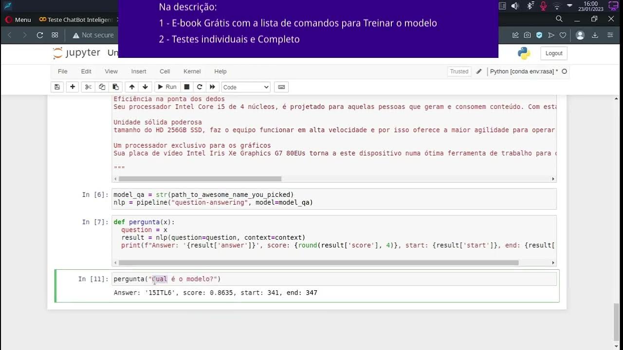 Jupyter Notebook BERT Português Perguntas e Respostas ChatBot - YouTube