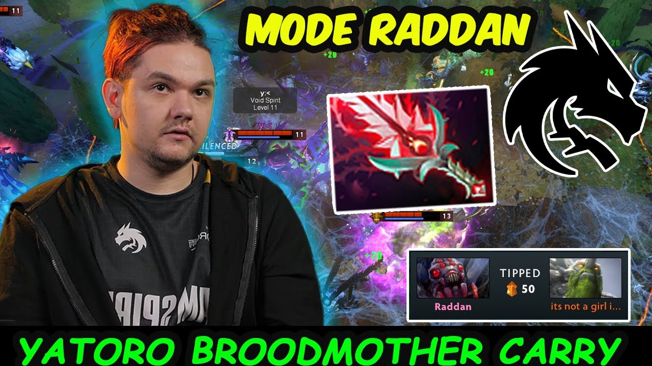 How Tspirit.Yatoro plays Broodmother CARRY MODE RADDAN IMBA RIGHT CLICK ...