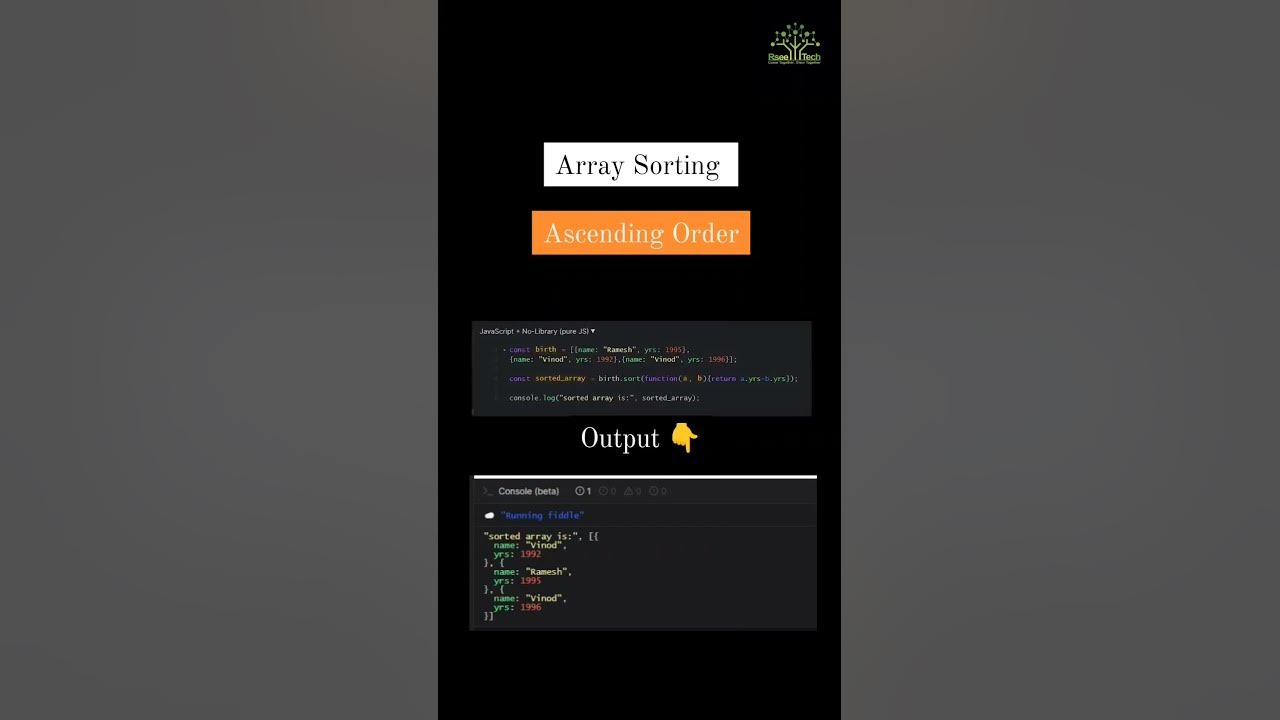 Javascript Ascending Order Descending Order Javascript Javascriptprojects Youtube