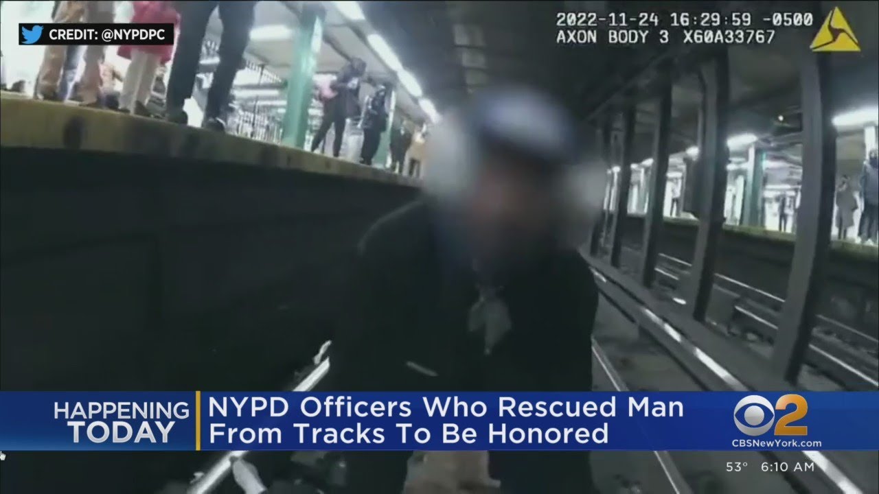 NYPD officers who saved man on subway tracks to be honored - YouTube