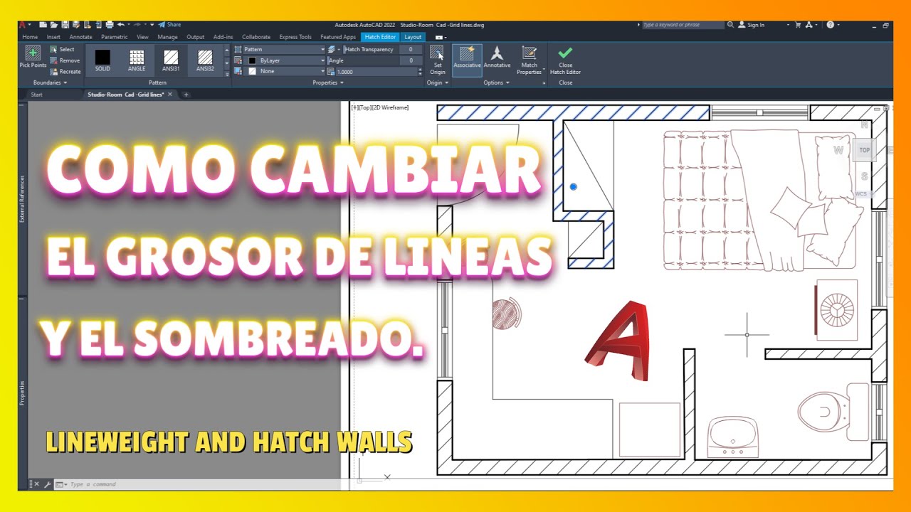 Como Cambiar el Grosor de lineas y Sombreado en AutoCAD de una forma ...