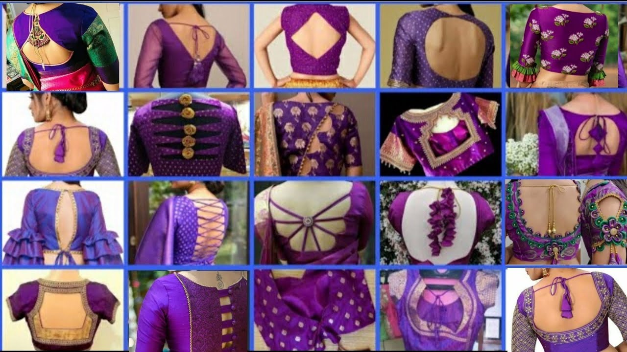 Purple colour blouse designs/Blouse design/Letest blouse designs ...