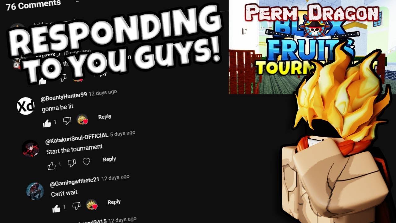 Answering your questions!! | Perm Dragon Blox Fruits Tournament Info ...