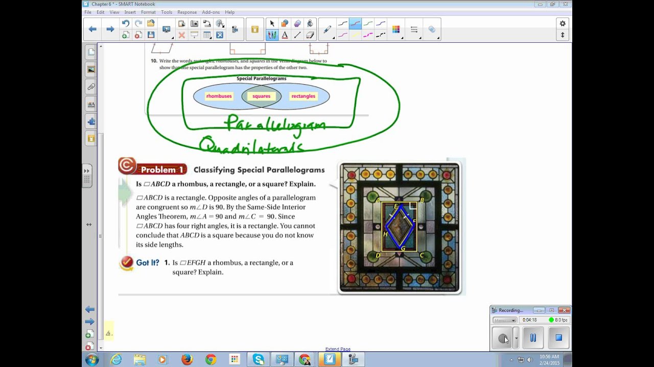 Geometry Chapter 6 Section 4 Properties of Rhombuses, Rectangles, and Squares - YouTube
