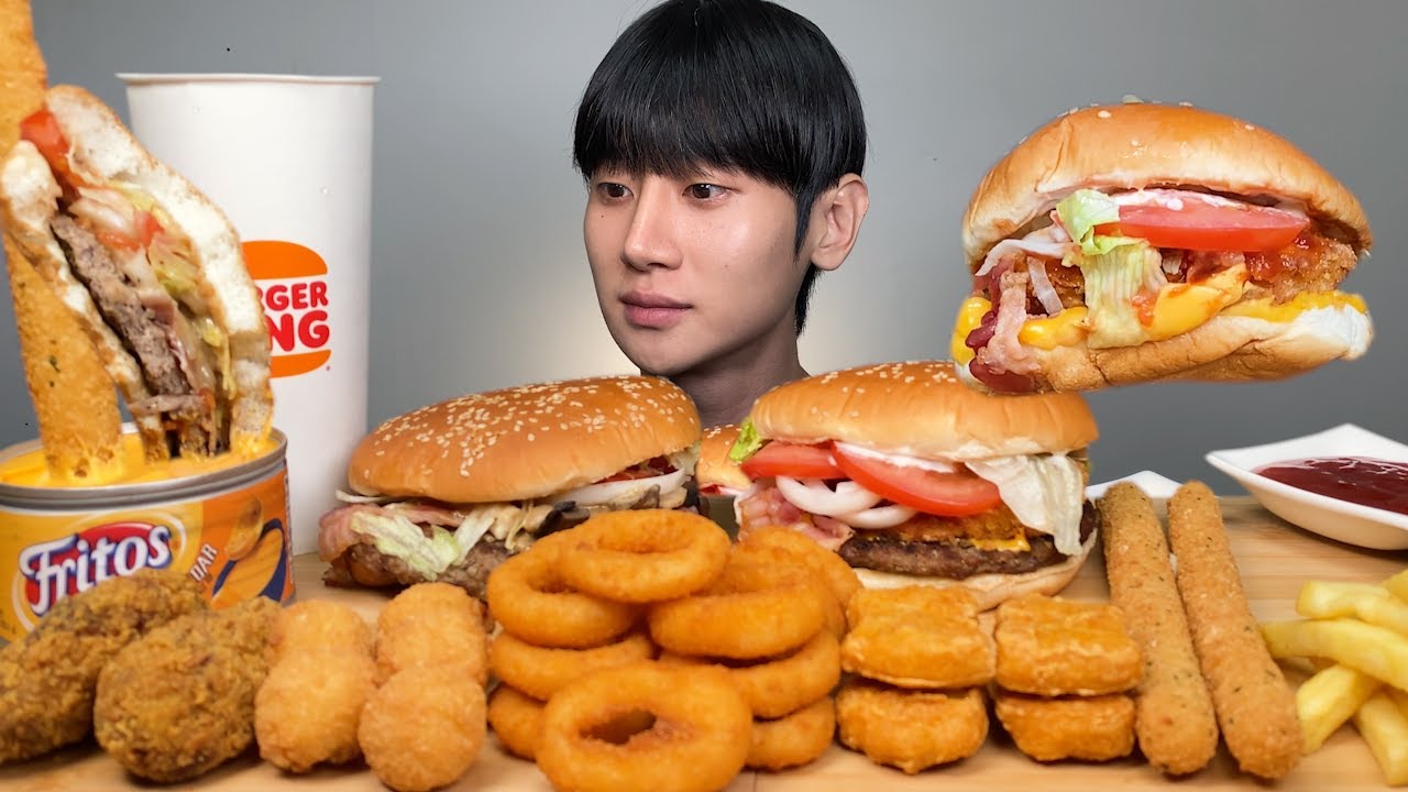 버거킹 먹방 트러플머쉬룸 몬스터 와퍼🍔 어니언링 너겟킹 바삭킹 치즈스틱 치즈볼까지~ 프리토스 치즈소스💛리얼사운드 Asmr