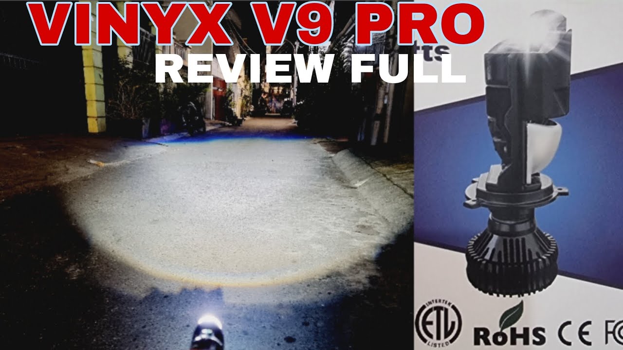 review full Lampu utama led h4 vinyx v9 pro projector mini biled projie ...
