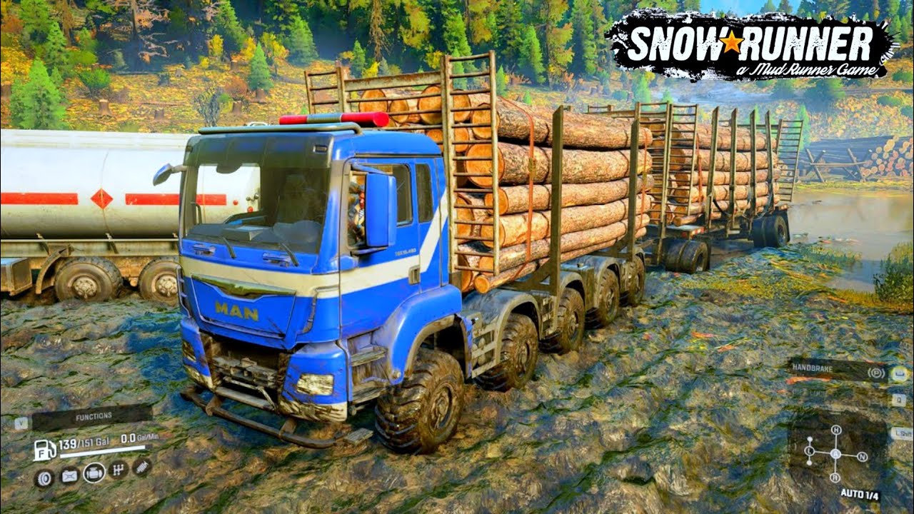 Man TGS 8X8 Heavy hauling in a forest - SnowRunner | Thrustmaster TX ...