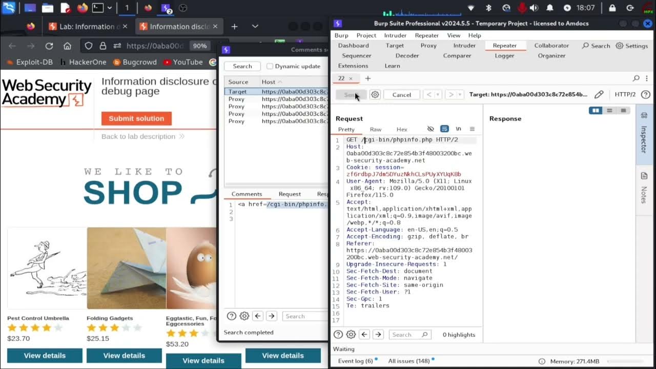 Information Disclosure on Debug Pages | Web Security Academy | PortSwigger Labs | Owasp - YouTube