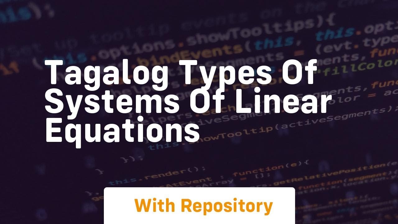 tagalog types of systems of linear equations - YouTube