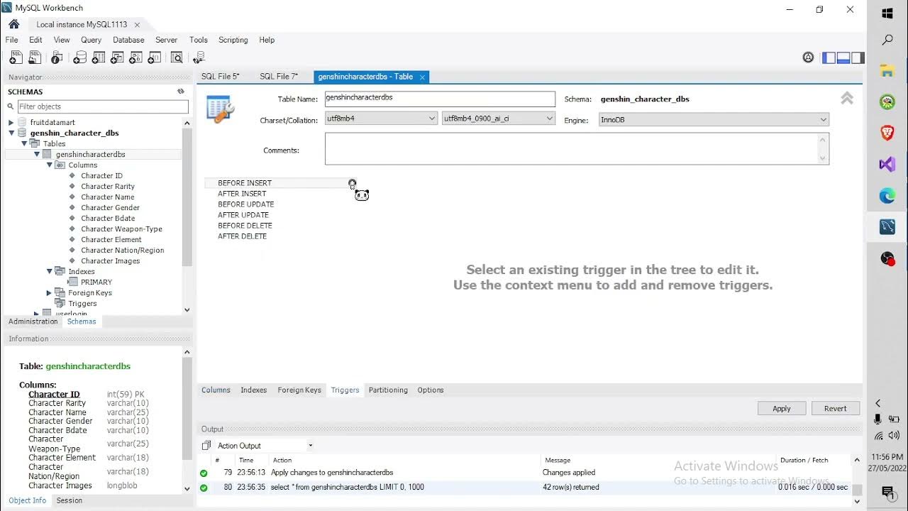 TRIGGERS || MySQL Workbench for CS2216 DBMS FINAL PROJECT - YouTube
