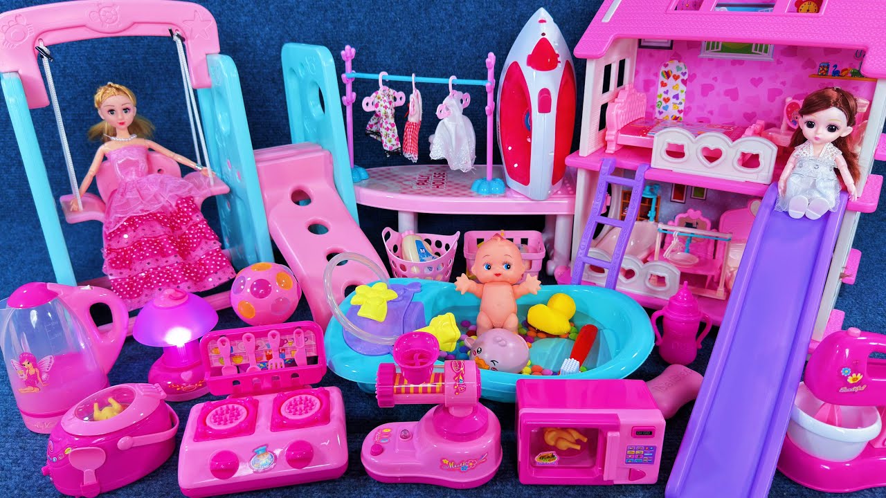 12 Minutes Satisfying with Unboxing Pink Princess Villa Set，Swing ...