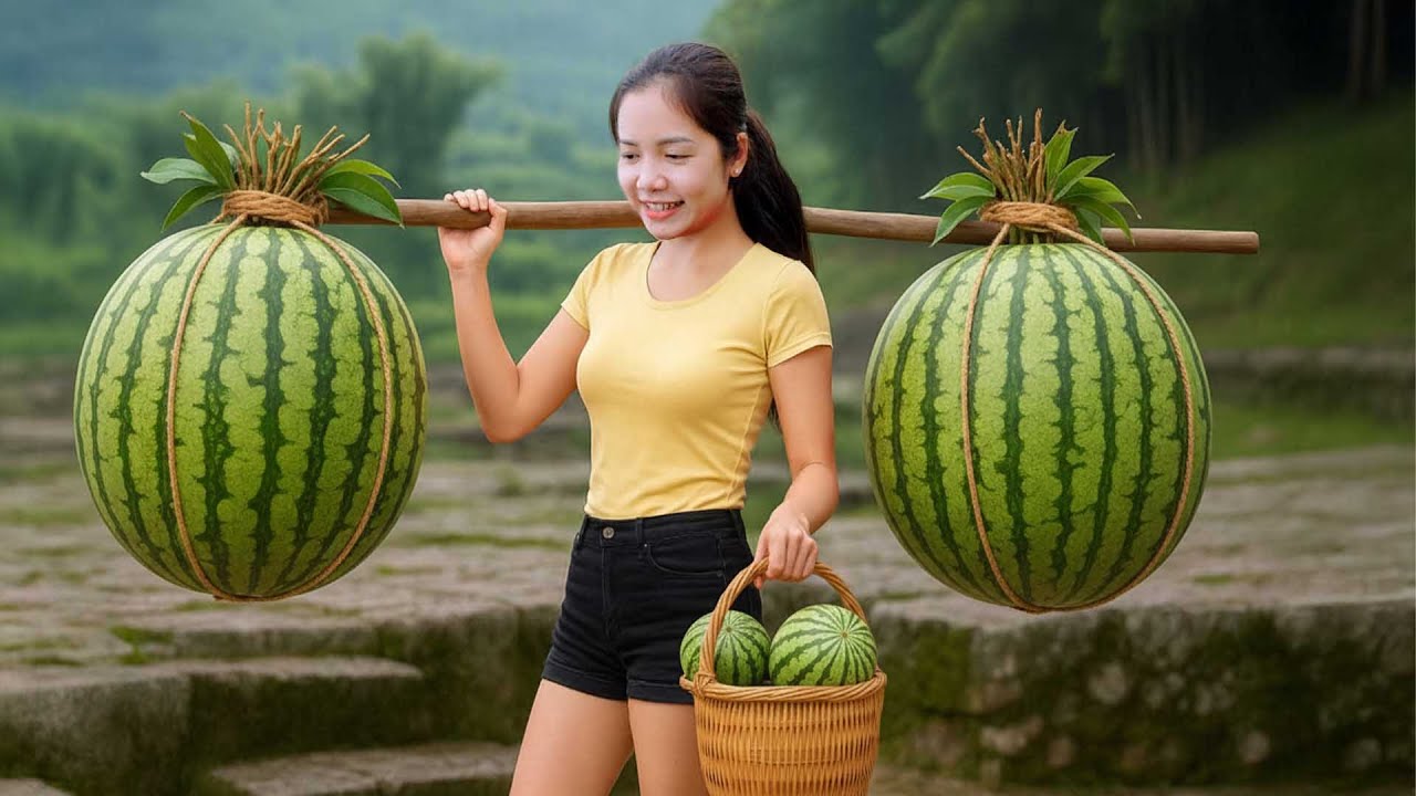 Harvesting Big Watermelons in the Farm and Selling at Rural Market ...
