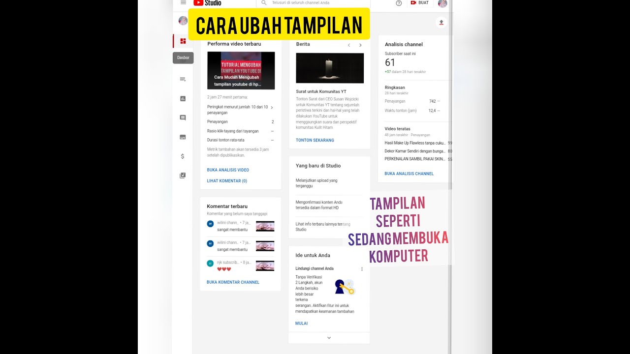 Cara Mudah Mengubah tampilan youtube di hp android ke tampilan dekstop ...